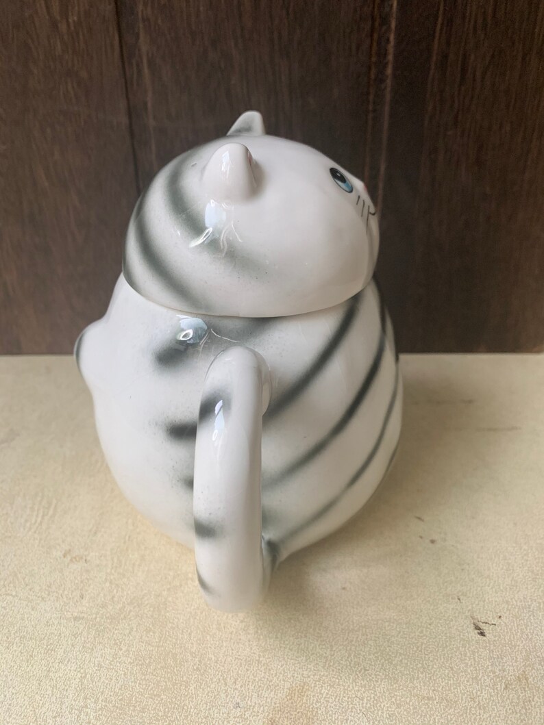 Lefton Striped Cat Teapot // Vintage Kitsch Kitten Porcelain - Etsy