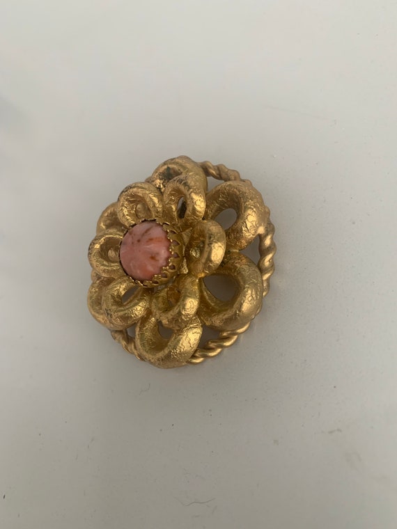1960s Chunky Gold Flower Brooch // Rare Vintage Jos. … - Gem