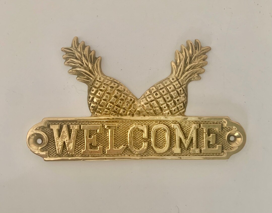 Pineapples Brass Welcome Sign Front Door Wall Plaque - Etsy