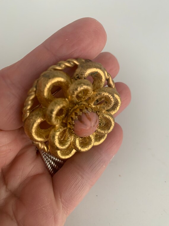 1960s Chunky Gold Flower Brooch // Rare Vintage Jos. … - Gem