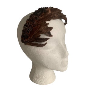 1950s Brown Velvet Leaf Headband Hat - Etsy