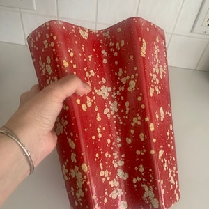 1950s Red White Splatterware Vase // MCM Tall Drip Glaze Pottery - Etsy