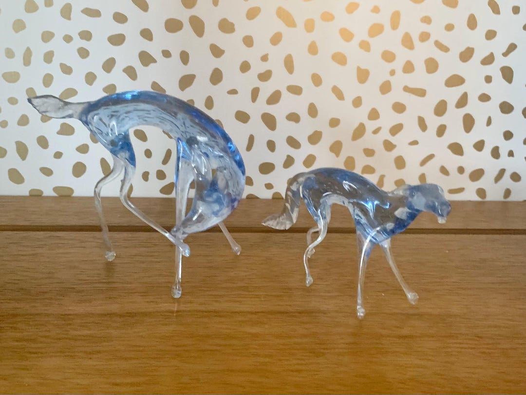 Blue Murano Glass Animal Figurines Set of 2 Hand Blown Dogs - Etsy
