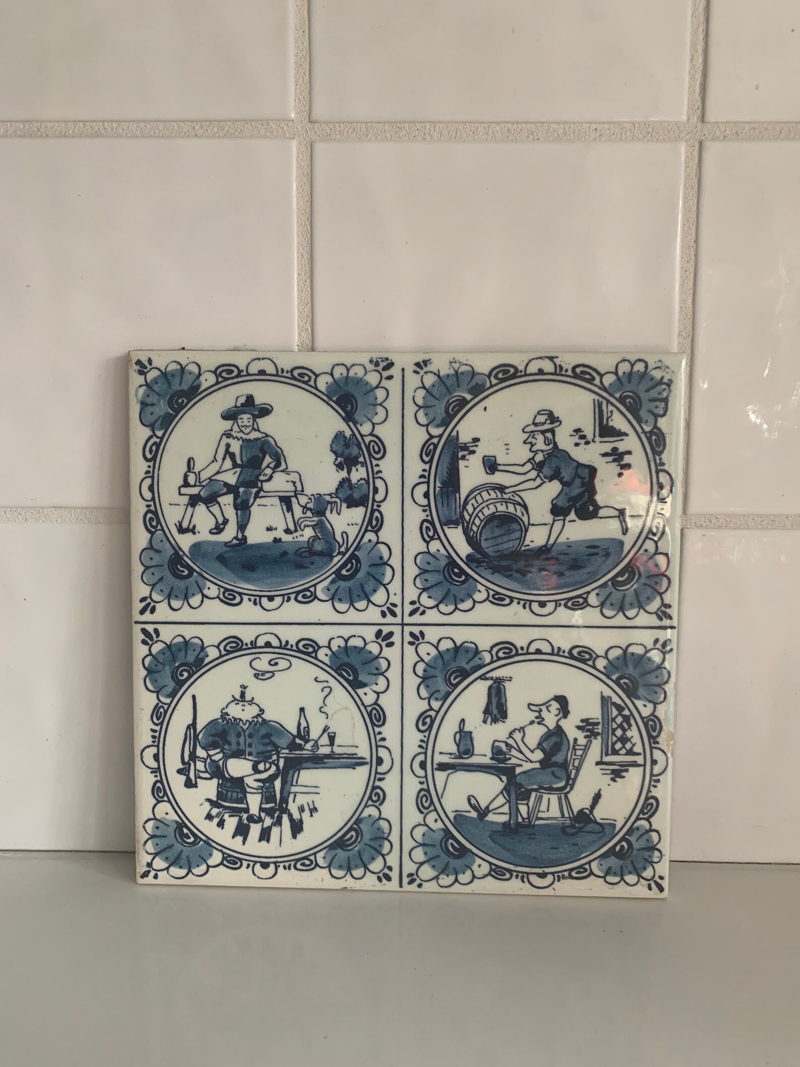 Belgium Delft 6 Inch Square Tile // Blue White Ceramic Trivet - Etsy