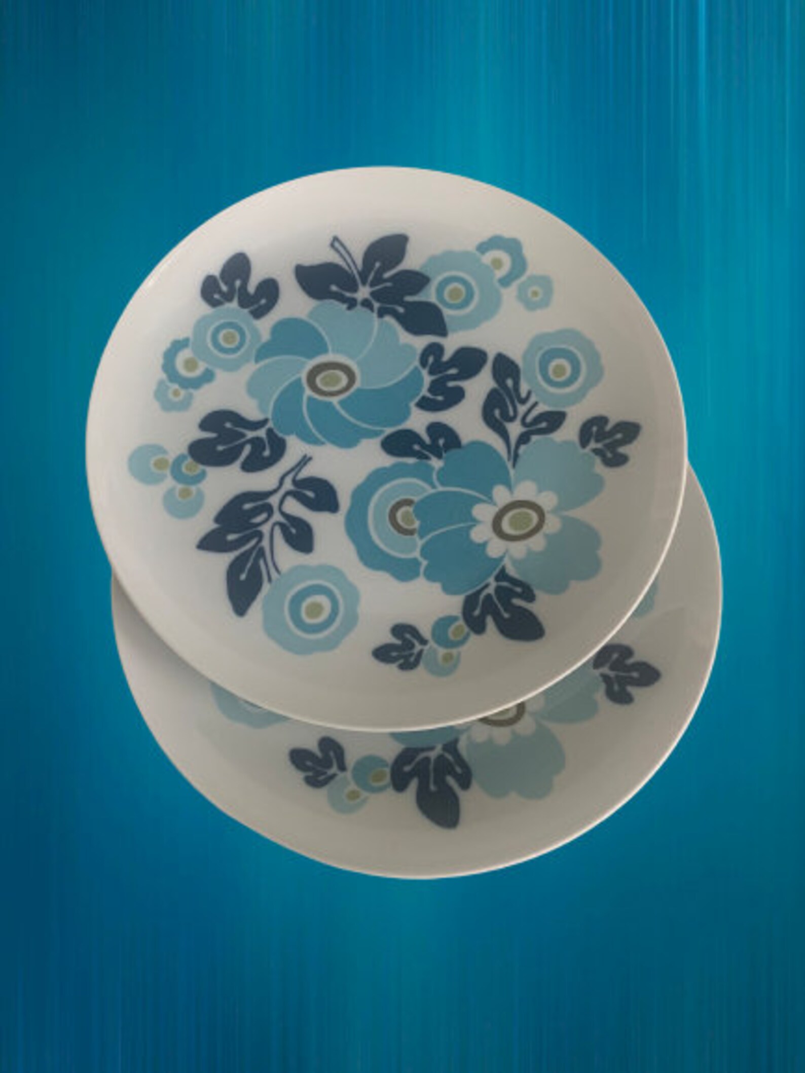 MOD Blue Flower Dinner Plates Set of 2 // Vintage Hutschenreuther China ...