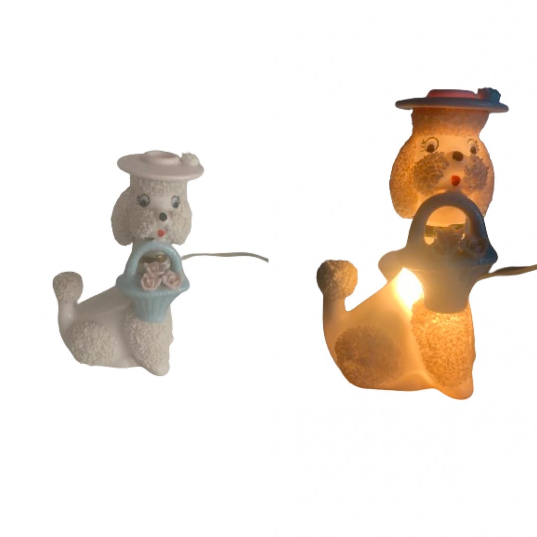 Ceramic Spaghetti Ceramic Poodle Night Light Vintage 1950s 1960s Home ...