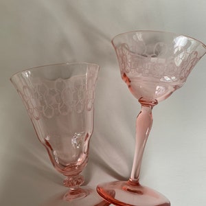 Bryce Pink Depression Glass Stemware - Etsy