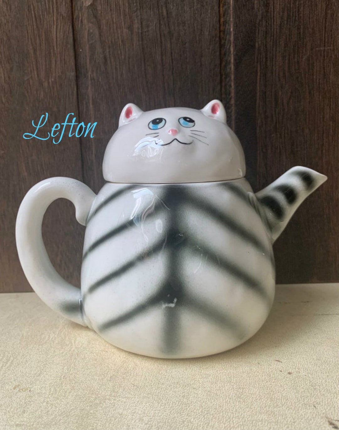 Lefton Striped Cat Teapot // Vintage Kitsch Kitten Porcelain Tea Pot - Etsy