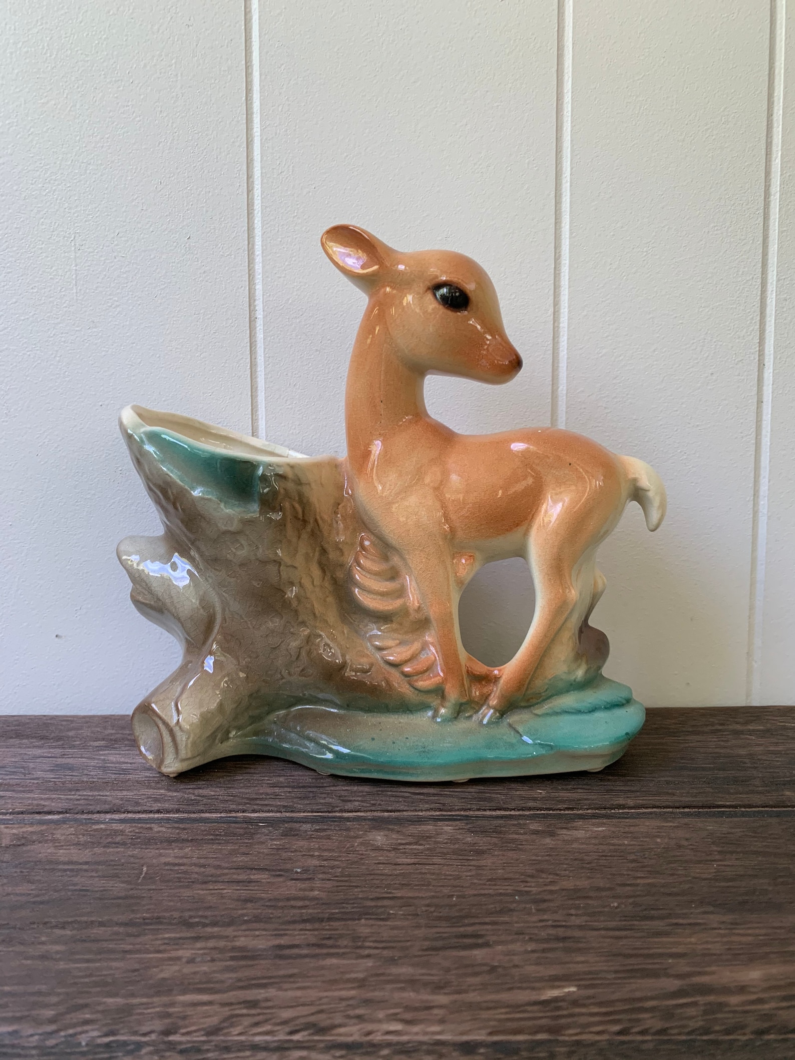 Mid Century Ceramic Deer Planter - Etsy