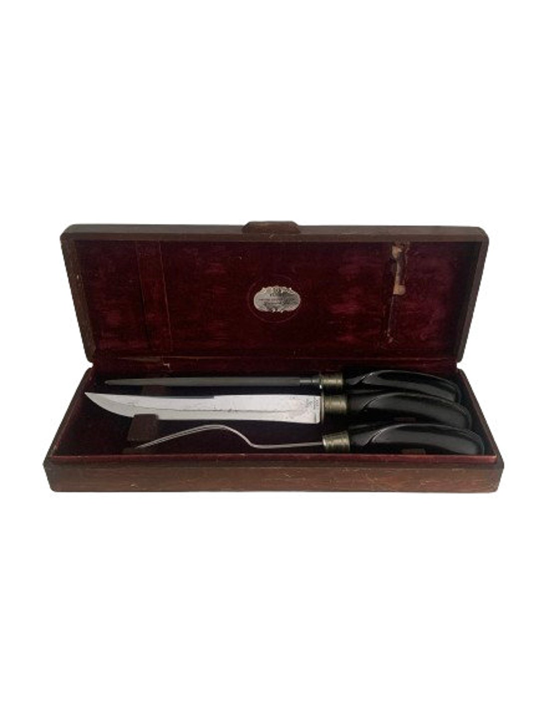 Flint Cutlery Carving Set Three Pieces in Wooden Storage Box - Etsy