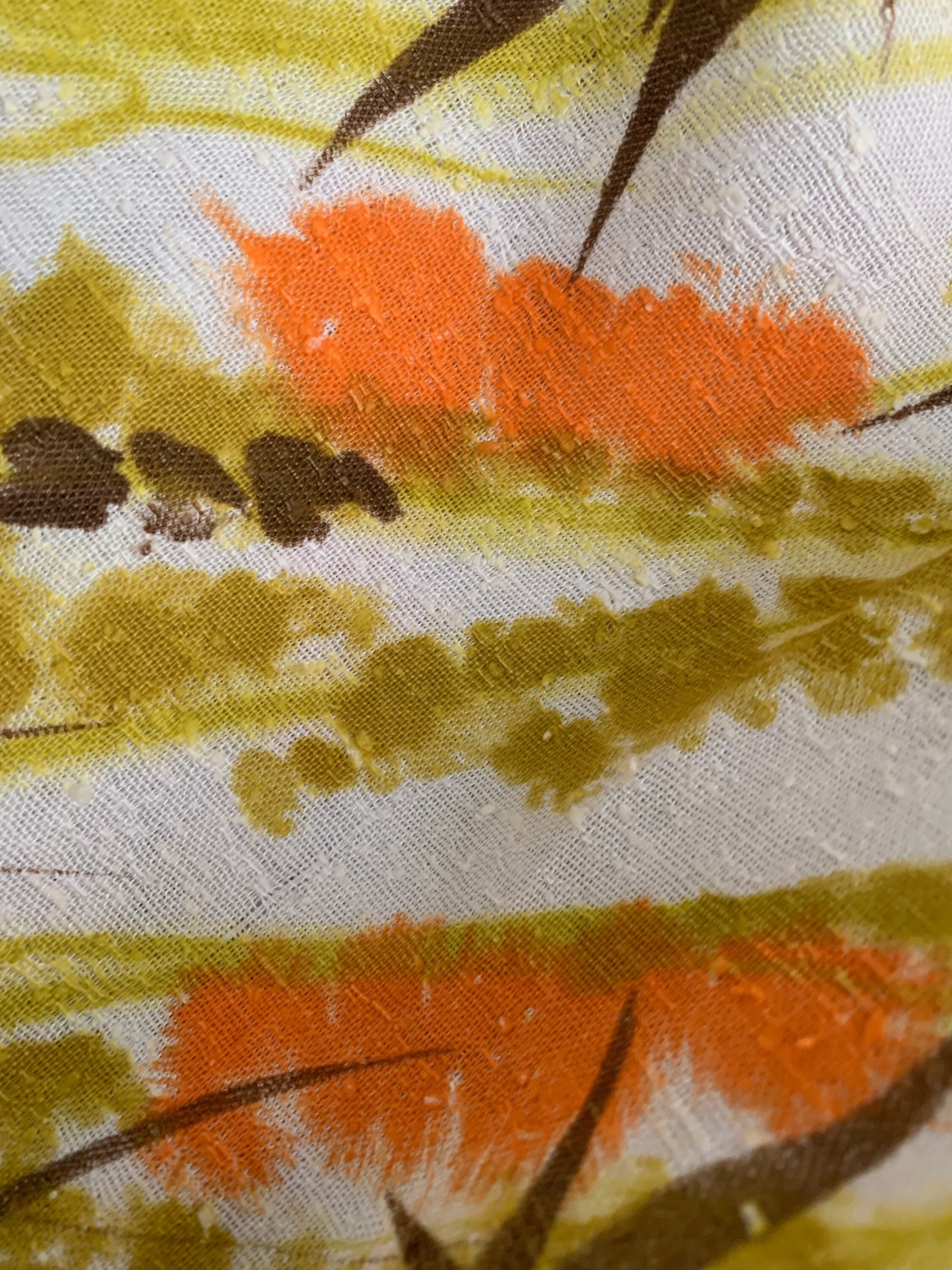 MCM Orange Yellow White Fabric Yardage // Vintage Home Decorator DIY - Etsy