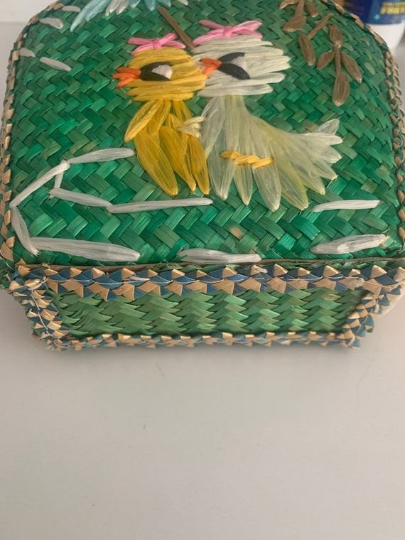 1960s Child’s Straw Handbag Raffia Woven Ducks Purse - Gem