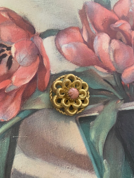 1960s Chunky Gold Flower Brooch // Rare Vintage Jos. … - Gem
