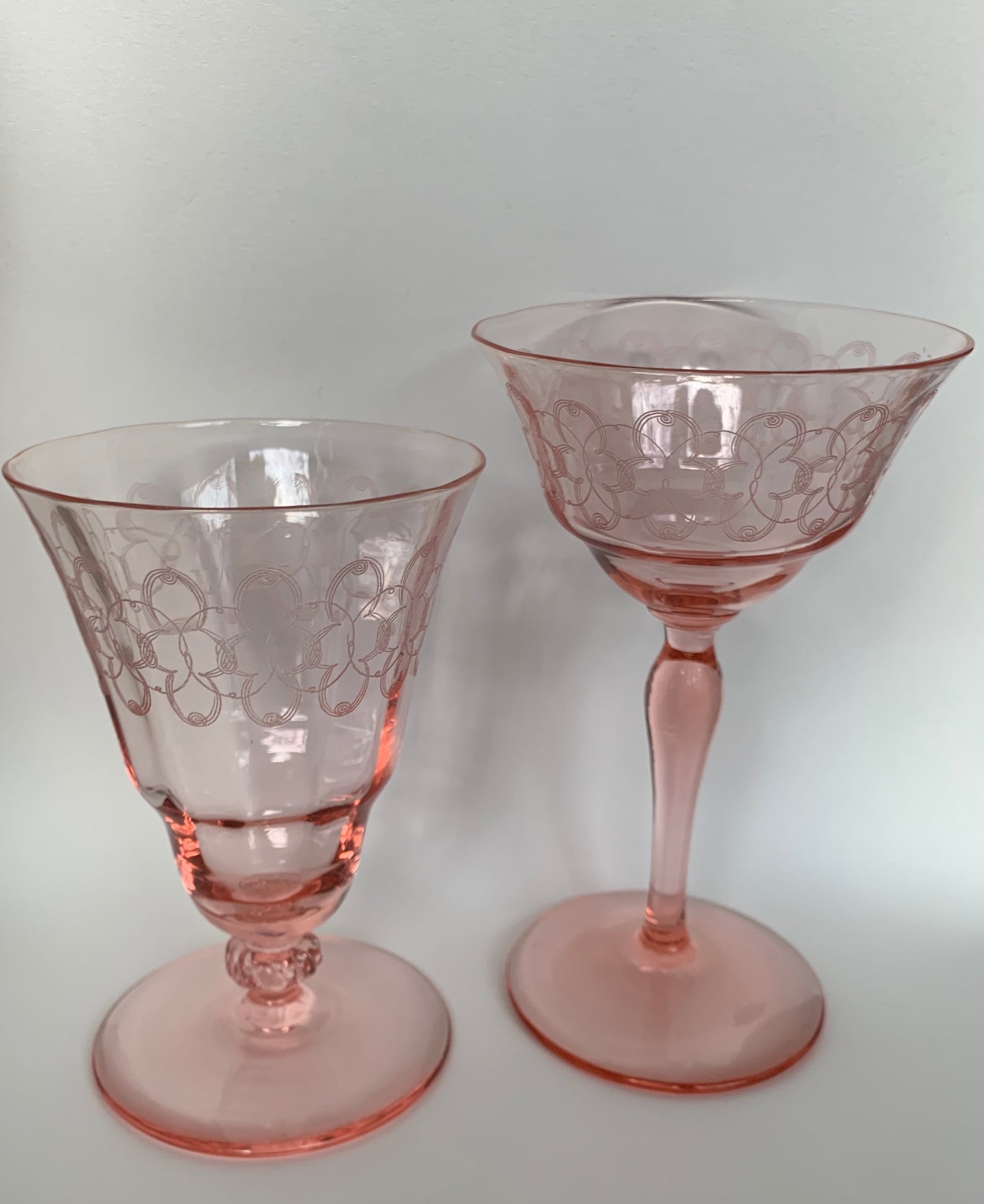 Bryce Pink Depression Glass Stemware - Etsy