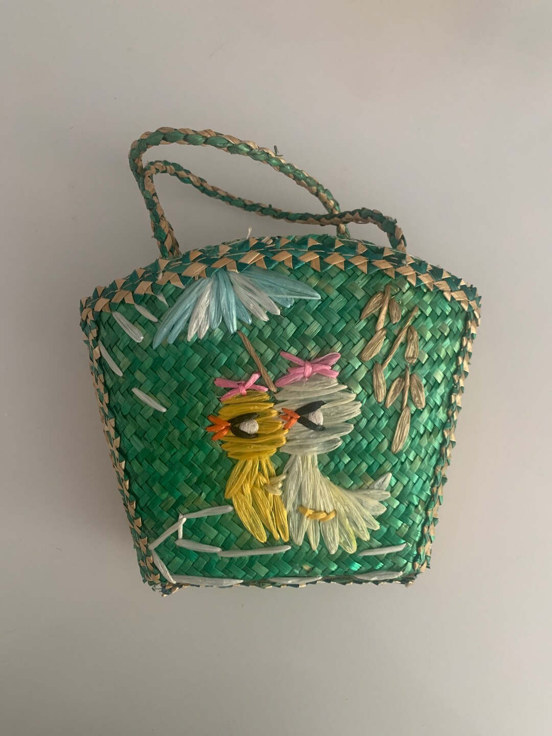 1960s Child’s Straw Handbag Raffia Woven Ducks Purse - Etsy