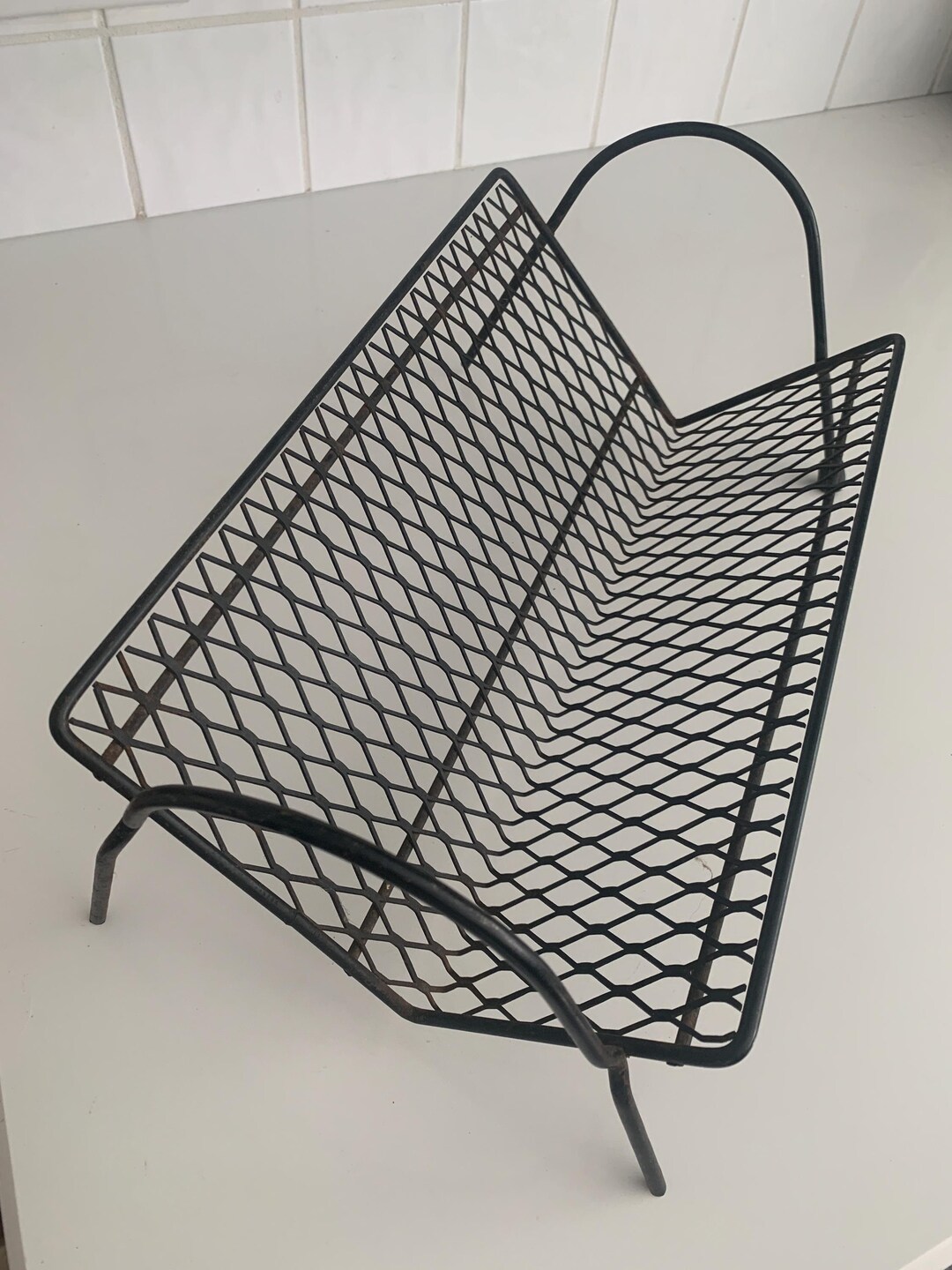 MCM Black Metal Wire Book Rack Shelf - Etsy