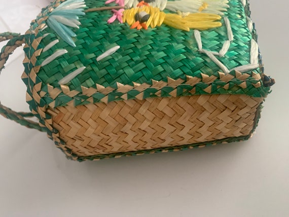 1960s Child’s Straw Handbag Raffia Woven Ducks Purse - Gem