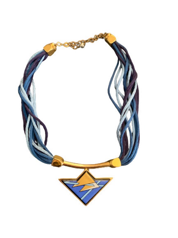 Michaela Frey Enamel Medallion Necklace Vintage 1980s Avant Garde Jewelry Etsy