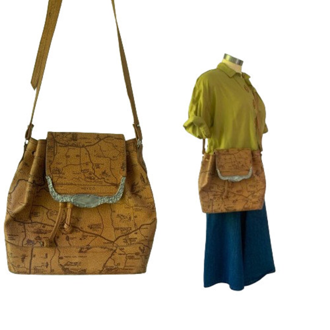 Leather Map Crossbody Bag // Vintage Glen Miller Ann Turk Handbag - Etsy