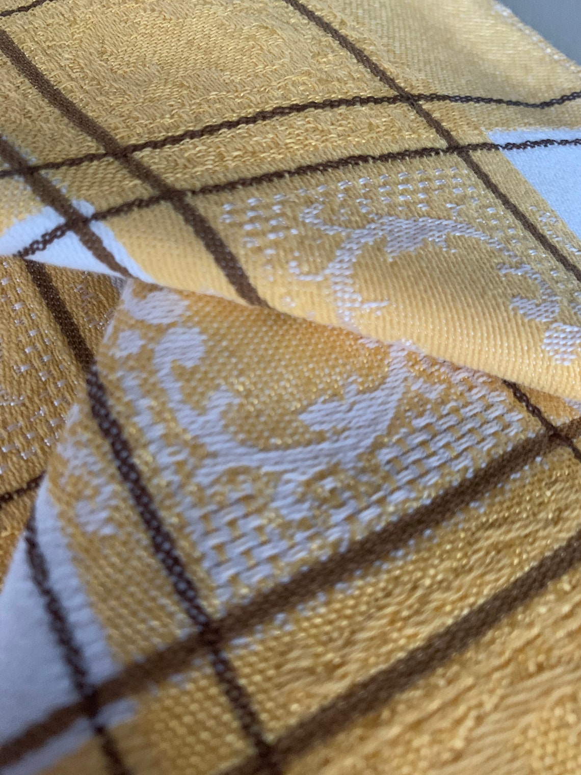 Yellow Checkered Fabric Napkins Set of 4 // Mid Century Picnic | Etsy