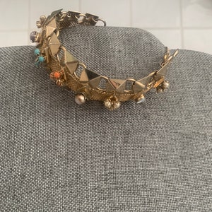 Kafin Gold Chunky Gemstone Bracelet // Mid Century Fashion Costume ...
