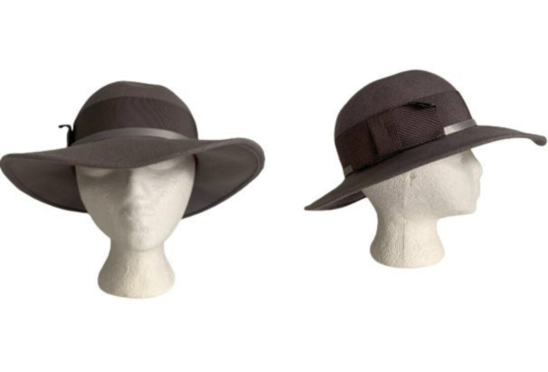 Gray Wool Felt Wide Brim Hat // Vintage 1970s Gwenn Pennington Michael ...