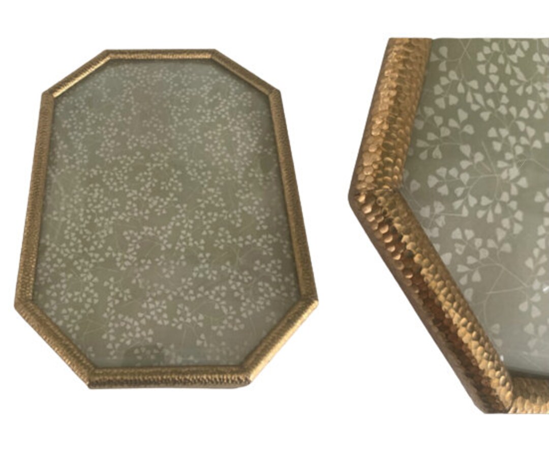 Brass Octagonal Domed Glass Frame // Mid Century Tabletop Wall Decor - Etsy