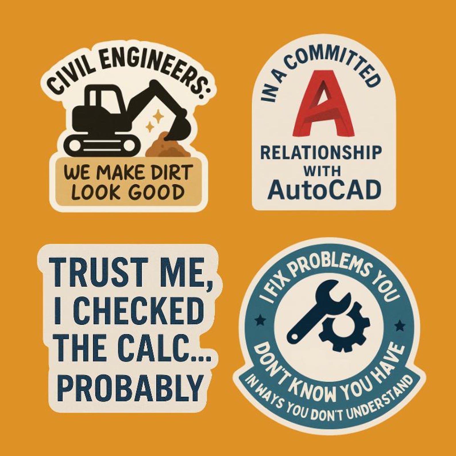 Funny Civil Engineering Stickers | Engineering Pun Stickers | CAD ...