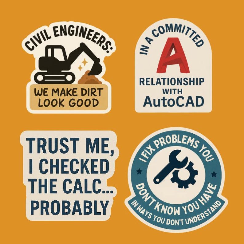 Funny Civil Engineering Stickers | Engineering Pun Stickers | CAD ...