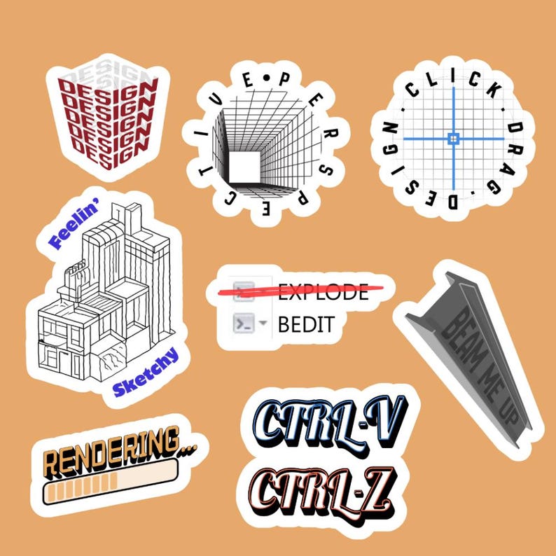 Architecture Stickers Pack | Architecture Student Laptop Stickers | CAD ...