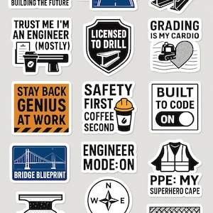 20 Civil Engineering & Construction Hard Hat Stickers – for Engineers ...
