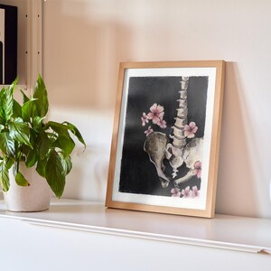 Gothic Botanical Art Print: Sacral Spine & Cherry Blossoms (5x7 Digital ...
