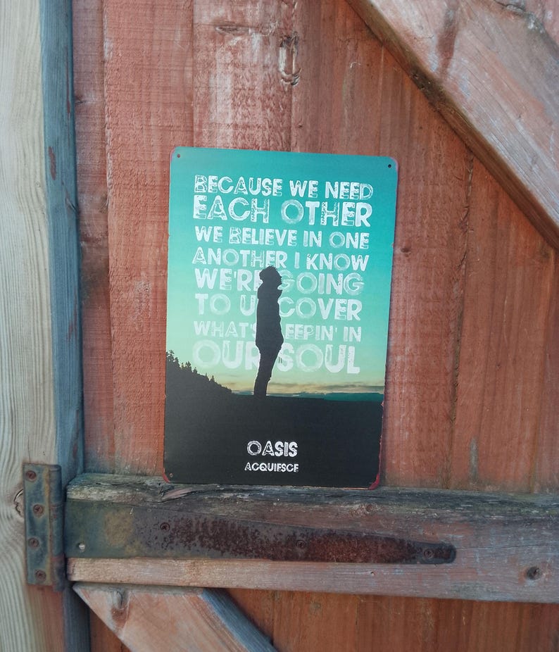 ACQUIESCE Oasis Inspired Sign (metal) - Etsy