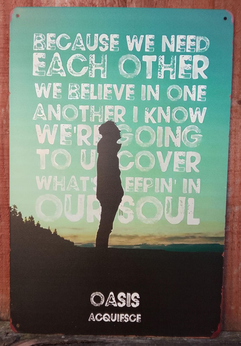 ACQUIESCE Oasis Inspired Sign (metal) - Etsy