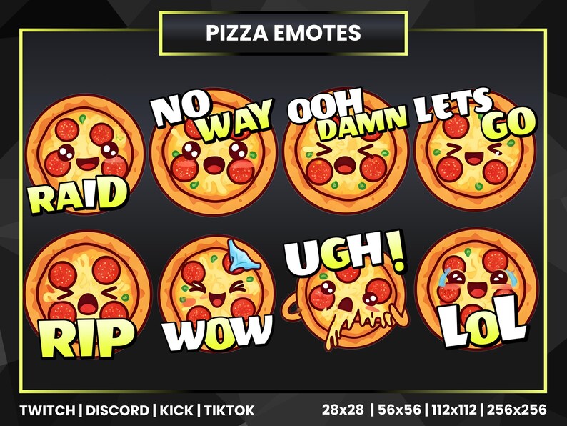 Pizza Twitch Emotes - Cute Kawaii Food Emote Mega Pack - Etsy
