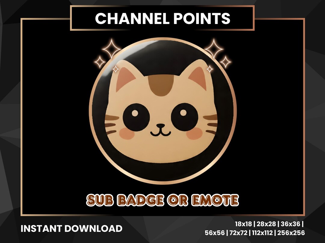 Kawaii Brown Cat Channel Points - Loyal Pet Streamer Asset - Etsy