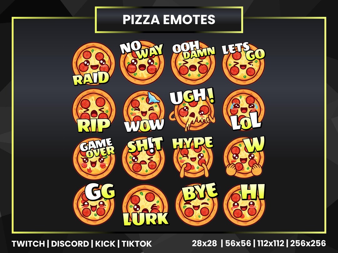 Pizza Twitch Emotes - Cute Kawaii Food Emote Mega Pack - Etsy