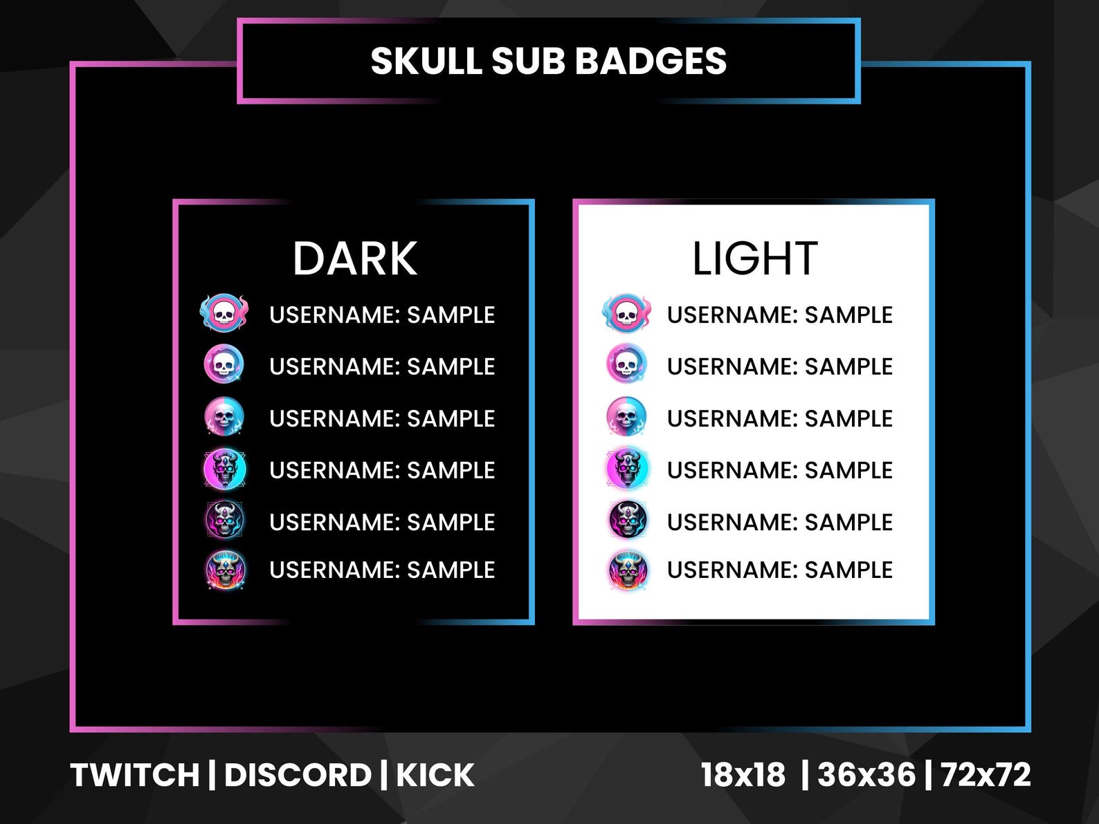 Red Evil Skull Sub Badges Pack | Twitch, Discord, Kick Streamer ...