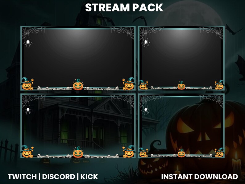 Green Halloween Stream Pack | Spooky Graveyard Overlays | Haunted ...