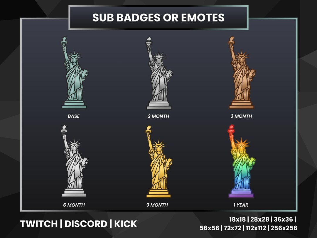 Statue of Liberty Sub Badges for Twitch & Discord - Etsy
