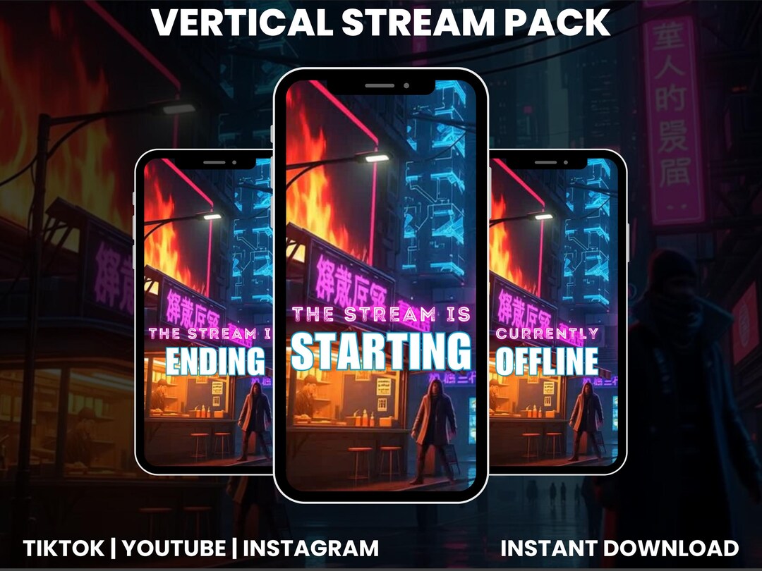 Cyber City Vertical Stream Pack | Animated Overlay Bundle | Cyber City ...