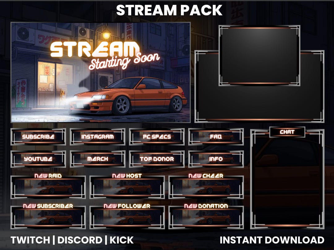 Red Car Themed Stream Pack | Car Overlays | OBS Pack | Animated Screens ...