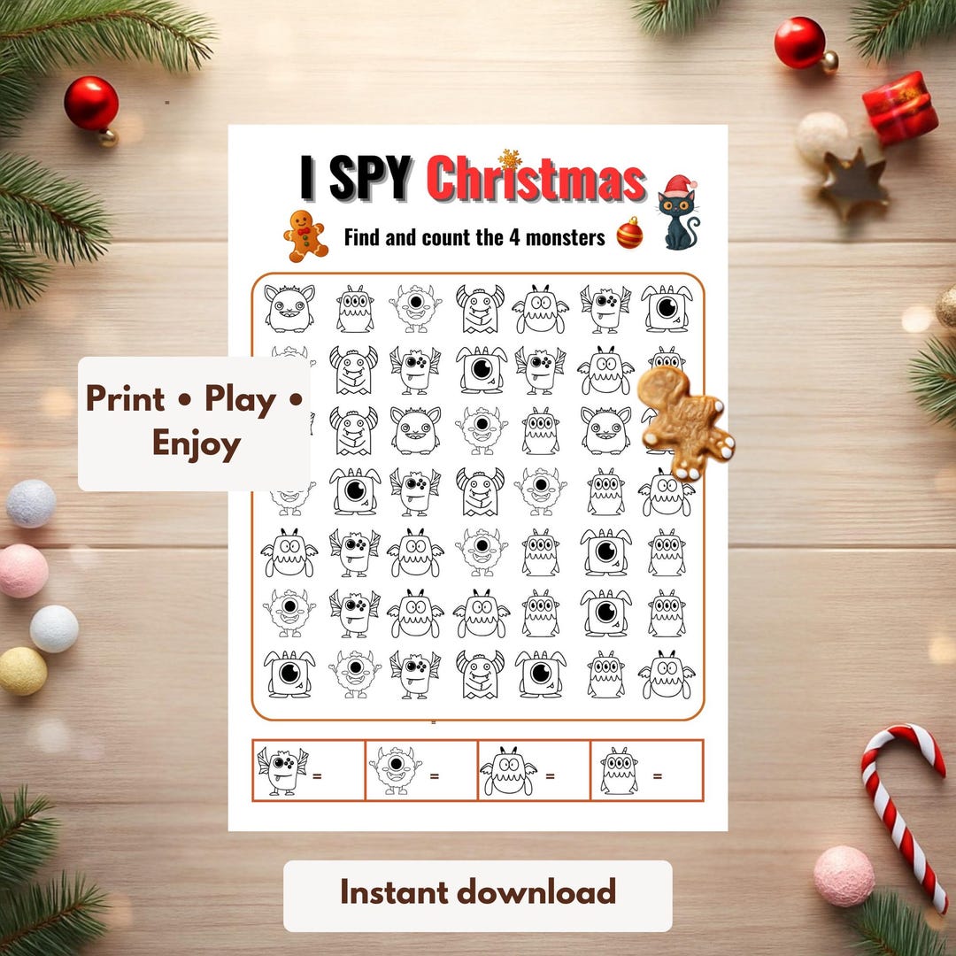 Christmas I Spy Printable | Seek and Count Holiday Activity Game ...