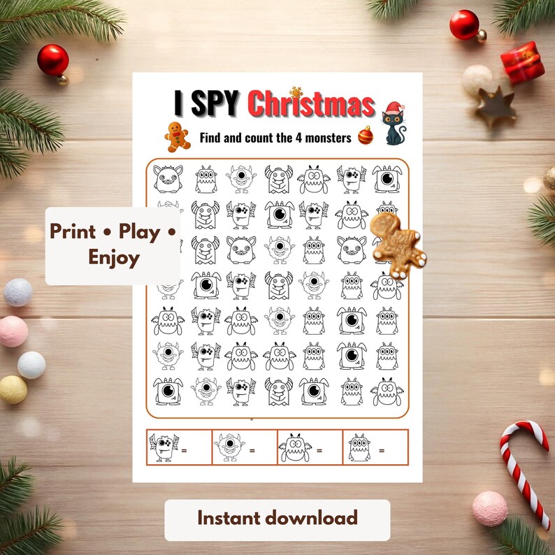 Christmas I Spy Printable | Seek and Count Holiday Activity Game ...