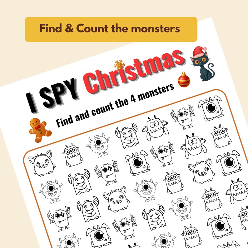 Christmas I Spy Printable | Seek and Count Holiday Activity Game ...