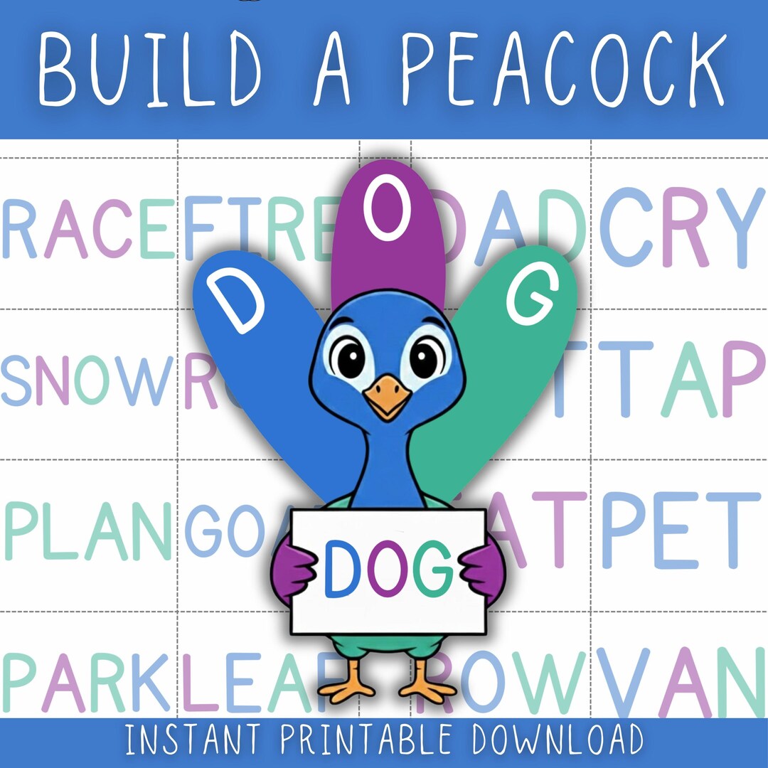 Build a Peacock Fun Spelling Activity for Preschool and Kindergarten ...