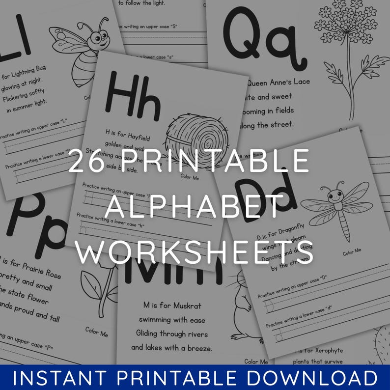 North Dakota Themed Alphabet Writing and Coloring Worksheets: Kids ...