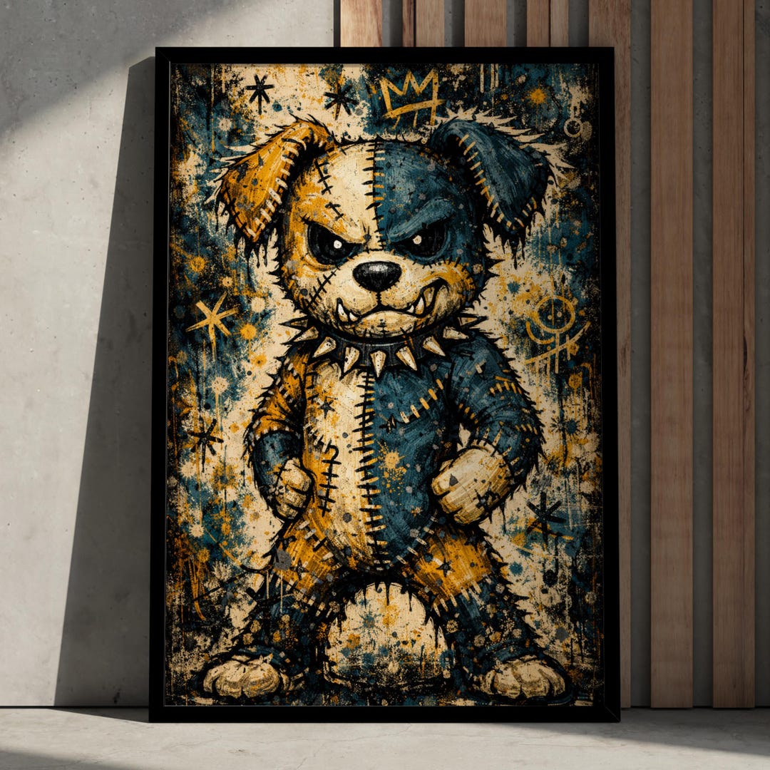 Graffiti Dog Wall Art Printable, Edgy Street Art Puppy Poster, Punk ...