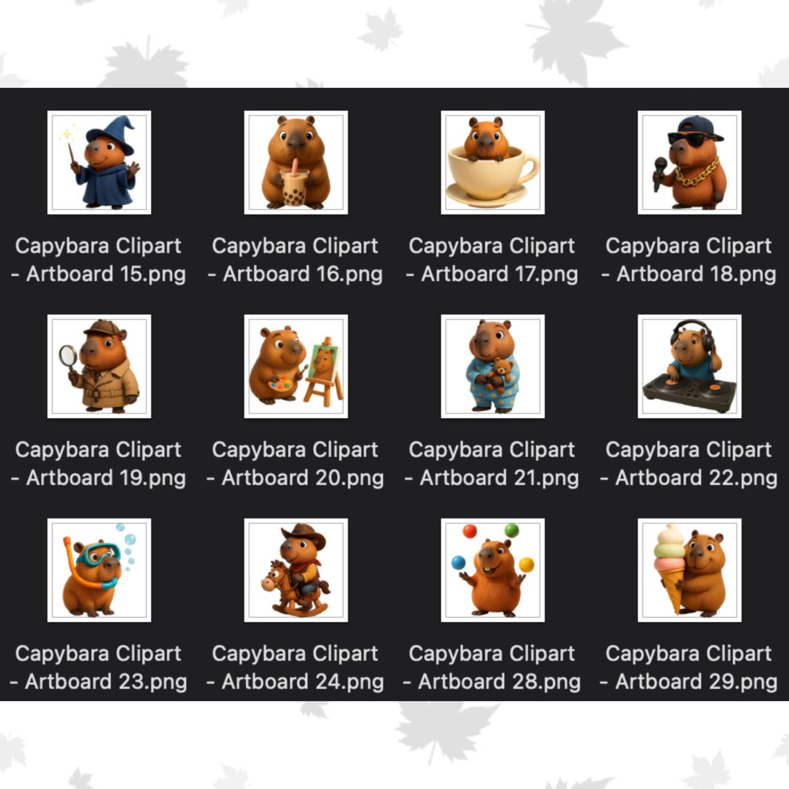 Cute Capybara Clipart Bundle: 3D Cartoon Animal Graphics (commercial ...