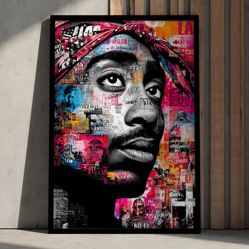 Tupac Wall Art Printable, Hip Hop Street Art Poster, Rap Icon Graffiti ...